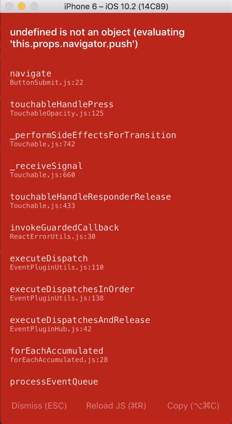 javascript react native undefined is not object evaluating this props navigator push