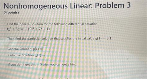 solved nonhomogeneous linear problem 3 4 points find the