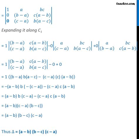 question 8 evaluate determinant 1 a bc 1 b ca 1 c ab examples