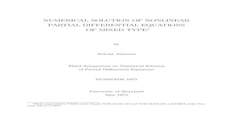 pdf numerical solution of nonlinear partial differential aero papers