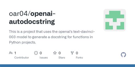 GitHub Oar04 Openai Autodocstring This Is A Project That Uses The