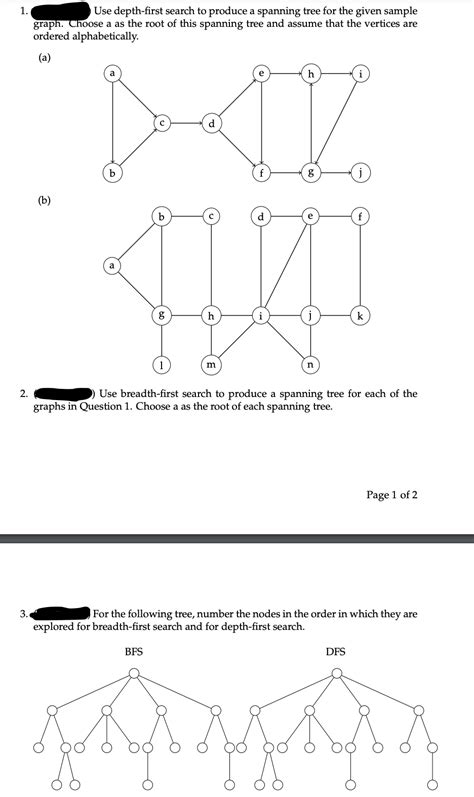Solved Use Depth First Search To Produce A Spanning Tree For Chegg
