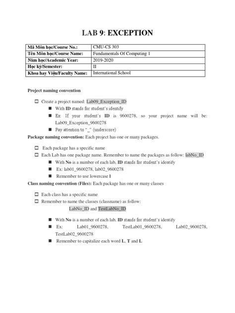 lab09 exception pdf method computer programming inheritance object oriented programming