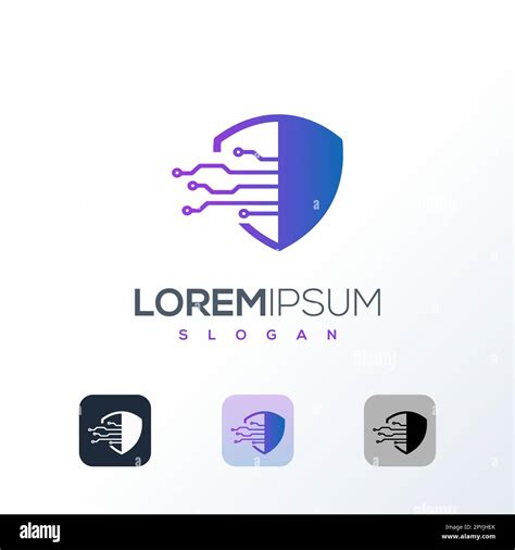 Digital Cyber Security Logo Design With Shield Vector Template Data