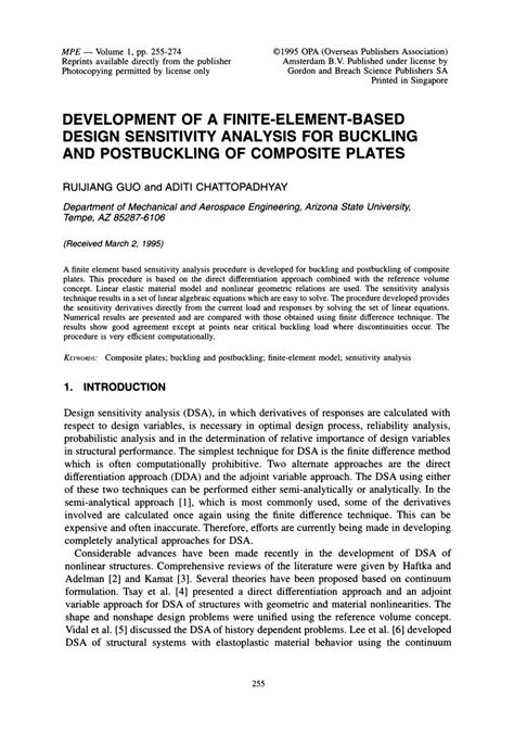 pdf development of a finite element based design sensitivity analysis for buckling and