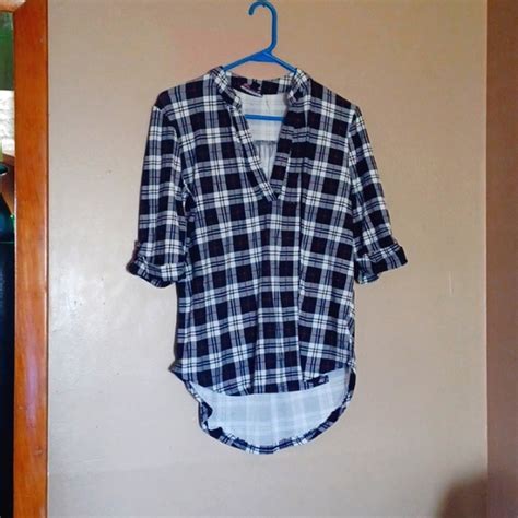 Discreet Tops Half Sleeve Plaid Shirt Large Poshmark