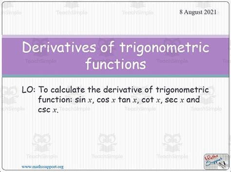 derivative trigonometric functions by teach simple