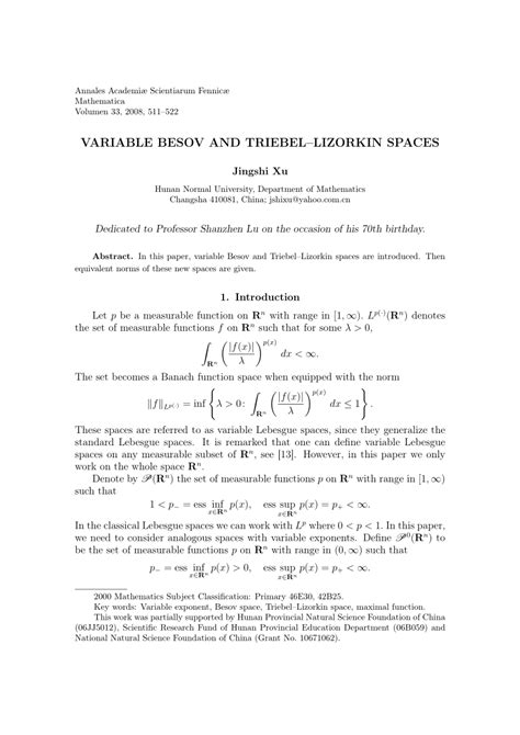 pdf variable besov and triebel lizorkin spaces