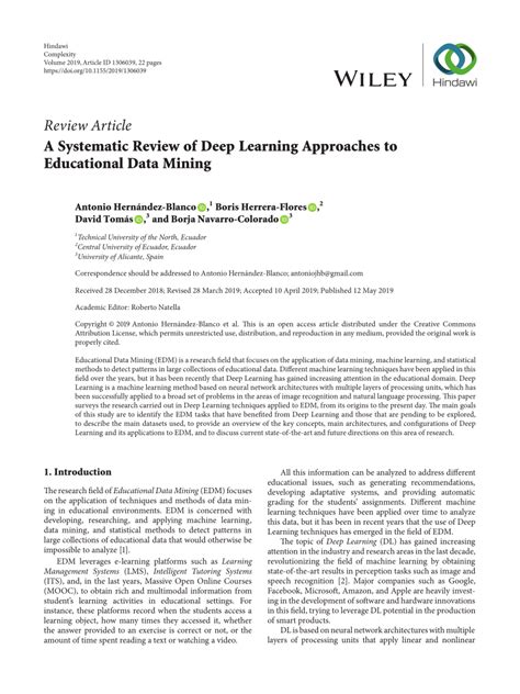 pdf a systematic review of deep learning approaches to educational data mining