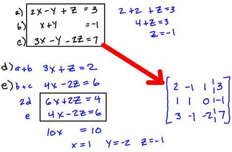solving systems of linear equations with matrices — db