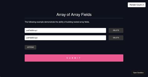 React Hook Form Usefieldarray Nested Arrays Codesandbox