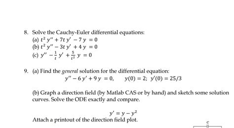 solved 8 solve the cauchy euler differential equations 9