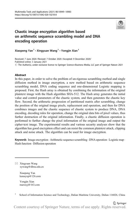 chaotic image encryption algorithm based on arithmetic sequence scrambling model and dna