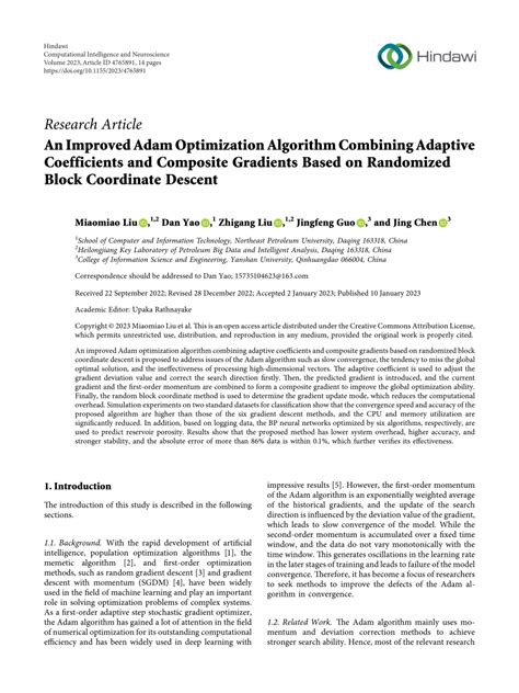 pdf an improved adam optimization algorithm combining adaptive coefficients and composite