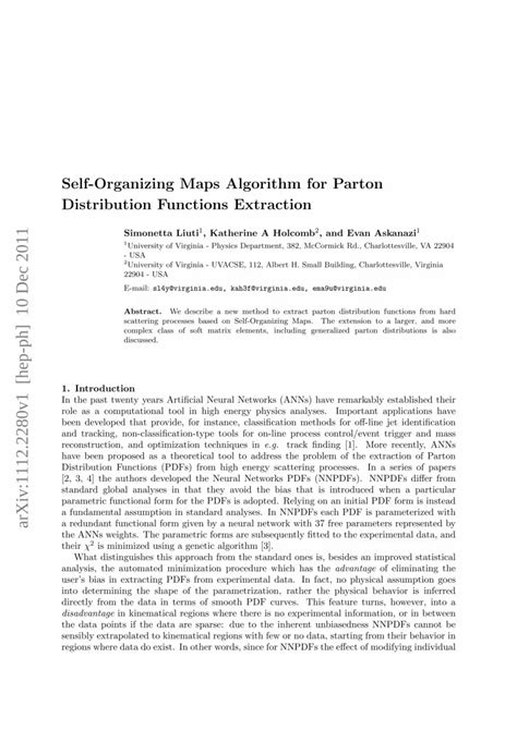 pdf self organizing maps algorithm for parton distribution functions extraction dokumen tips