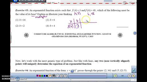 algebra 2 u4l4 writing equations of exponential functions youtube