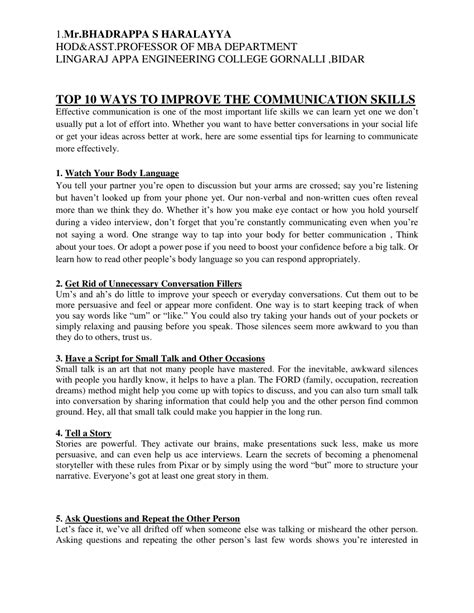 PDF TOP 10 WAYS TO IMPROVE THE COMMUNICATION SKILLS