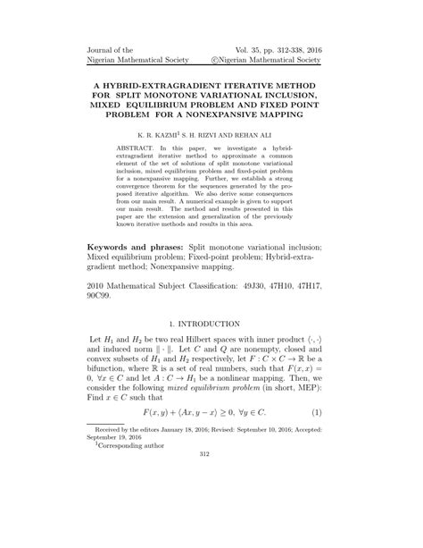 pdf a hybrid extragradient iterative method for split monotone