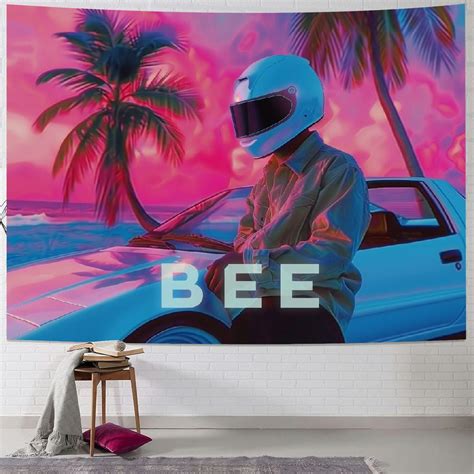 Bciig Blonde Retrowave Rap Singer Hip Hop Music Racing Background Tapestry Wall Hung Room