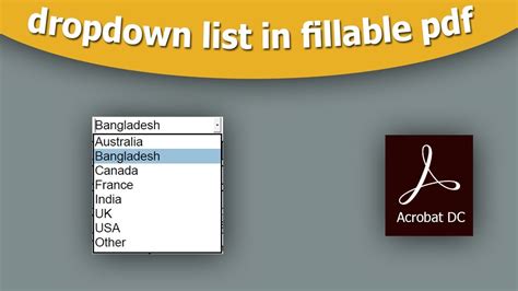how to create dropdown menu list in fillable pdf form using adobe acrobat pro youtube