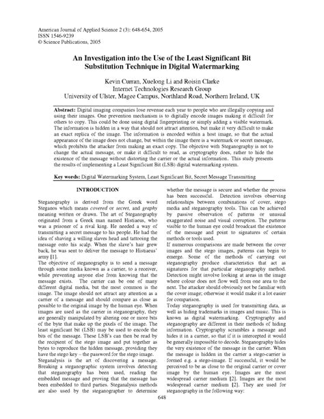 pdf an investigation into the use of the least significant bit