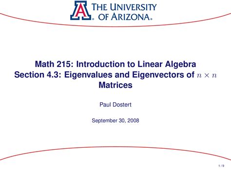 eigenvalues and eigenvectors of matrices lecture slides math 215 docsity