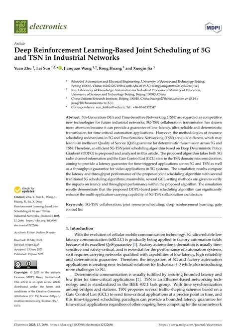pdf deep reinforcement learning based joint scheduling of 5g and tsn in industrial networks