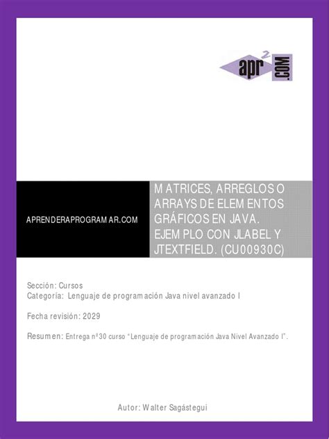 33 java matrices elementos graficos jlabel jtextfiel ejemplo arrays pdf java lenguaje de