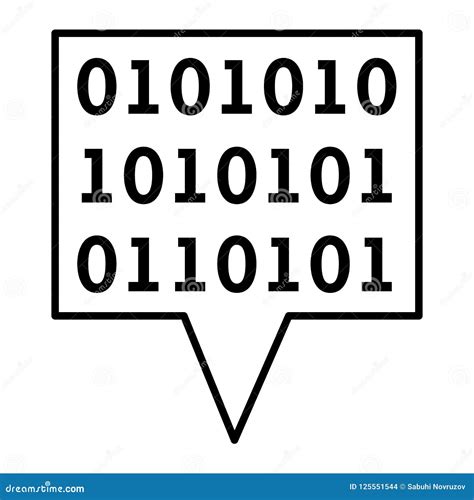coding in bubble prompt thin line icon binary code vector illustration isolated on white stock