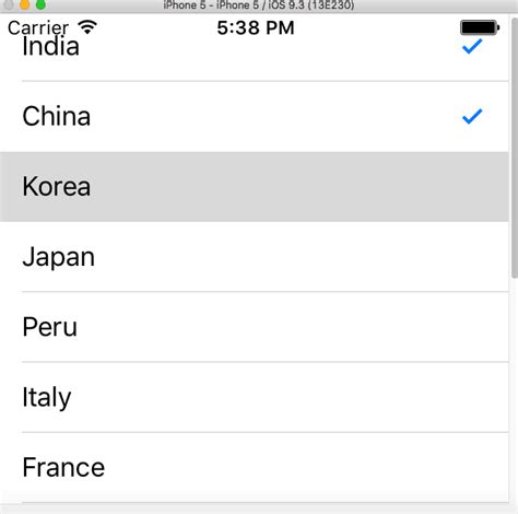 ios how to get the selected cell values and unselected cell values in uitableview in different