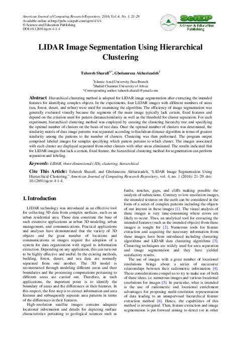 pdf lidar image segmentation using hierarchical clustering sciep
