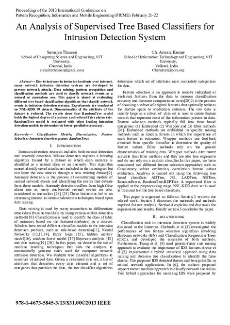pdf an analysis of supervised tree based classifiers for intrusion detection system aswani