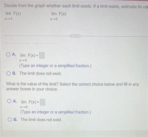 solved decide from the graph whether each limit exists if a