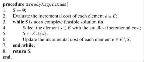 1 greedy algorithm for minimization download scientific diagram