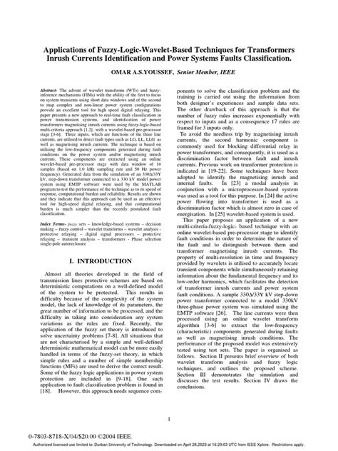applications of fuzzy logic wavelet based techniques for transformers inrush currents
