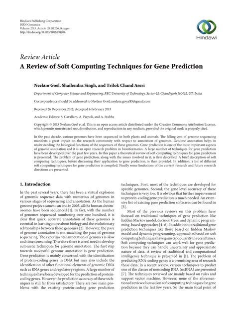 pdf a review of soft computing techniques for gene prediction