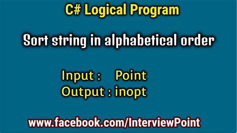 sort string in alphabetical order in c sort string program in c interview point youtube