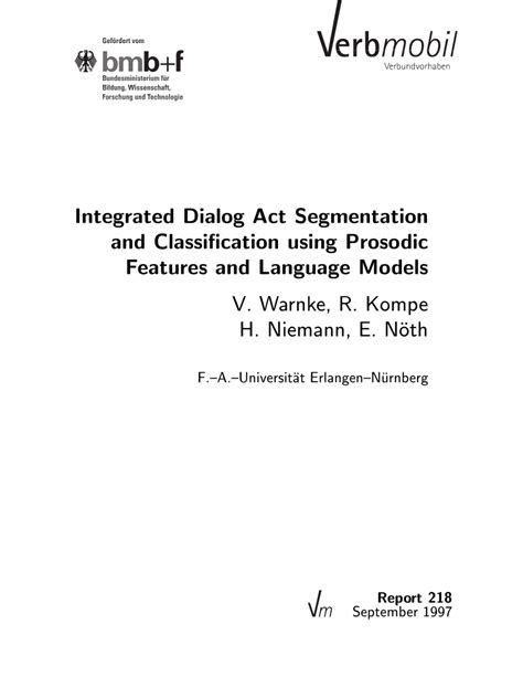 pdf integrated dialog act segmentation and classification using prosodic features and language