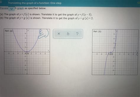 solved translating the graph of a function one step transla