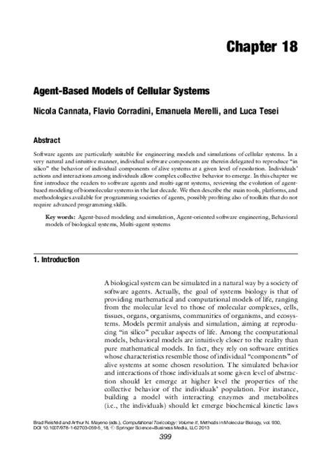 pdf agent based models of cellular systems nicola cannata and luca tesei