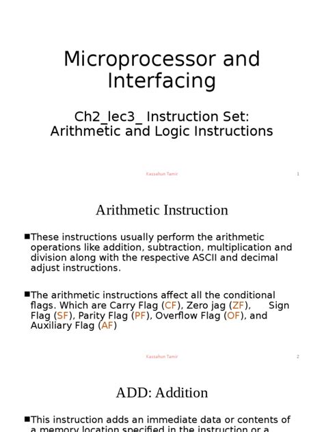 ch2 lec3 8086 instruction set 2 arithemetic pdf binary coded decimal central