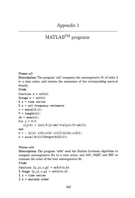 appendix matlab™ programs the estimation and tracking of frequency