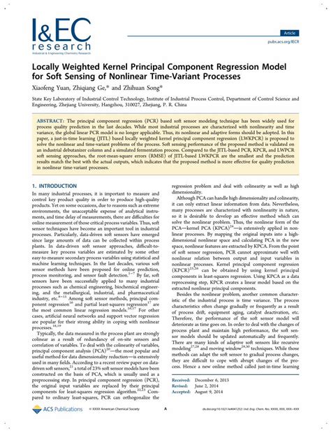 pdf locally weighted kernel principal component regression model for soft sensing of nonlinear