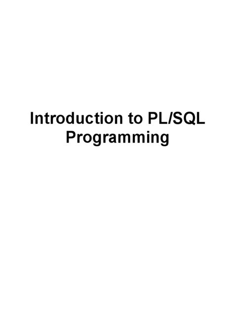 introduction to pl sql programming intro pdf