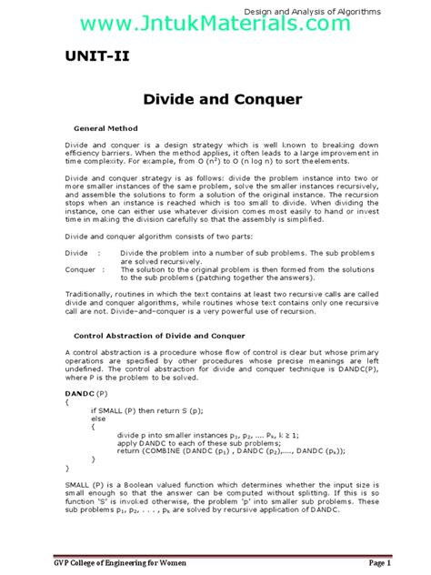 an analysis of divide and conquer and binary search algorithms pdf algorithms and data
