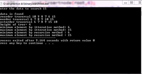 c program for binary search tree and find min max element height of tree traverse the tree
