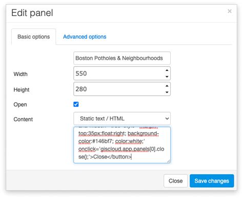 How To Add A Close Button To Your Panels GIS Cloud Learning Center
