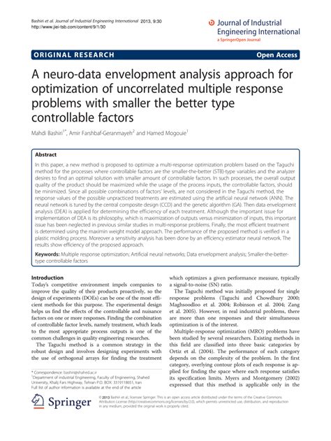 pdf a neuro data envelopment analysis approach for optimization of uncorrelated multiple