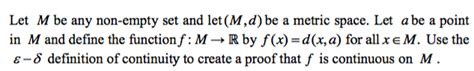solved let m be any non empty set and let m d be a metric