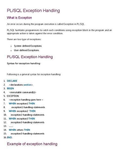 pl exception handaling pdf pl sql sql